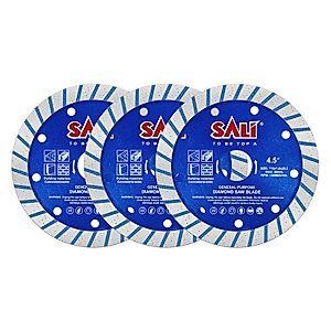 Sali 3pcs Diamond Blade for Angle Grinder Masonry Saw 4-1/2"* 5/8" Turbo Diamond Cutting Wheel for Tile, Marble, Granite, Brick, Paving Flag, Concrete, Ceramic & Kerb with 7/8" and 0.79" arbor adapter