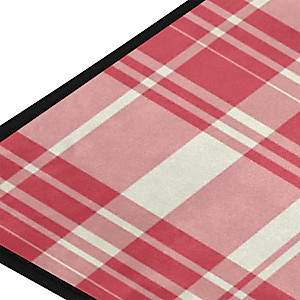 susiyo Plaid Red Kitchen Rug Floor Mat Non-Slip Anti Fatigue Memory Foam Comfort Standing Mats for Entryway Hallway Bathroom Welcome Doormat 39x20inch