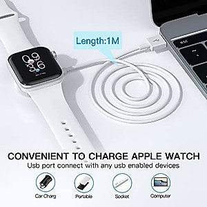 Watch Charger Compatible with Apple Watch Charger, Magnetic Charging Cable for iWatch Series 8/7/6/SE/5/4/3/2,Portable Wireless Charger with USB Charging Cord (3.3ft / 1m)