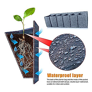 NEWKITS Hanging Vertical Garden Wall Planter Deeper and Bigger 6 Pocket Vertical Garden Solution 2020 (Grey-A)