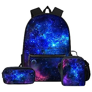 Upetstory Galaxy Backpack for Girls 10-12 Boys School Bag with Lunch Box Pencil Case Kids Teen School Backpacks Preschool Kindergarten Middle School Bookbag