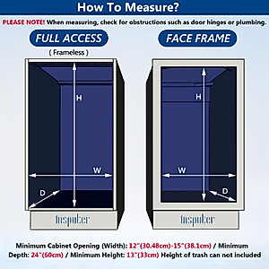 Insputer Pull Out Trash Can Under Cabinet with Soft-Close Slides, Heavy Duty Under Sink Trash Can Kit for Kitchen, Garbage Can Not Included, Requires Minimum Cabinets Opening 12" W X 18" D