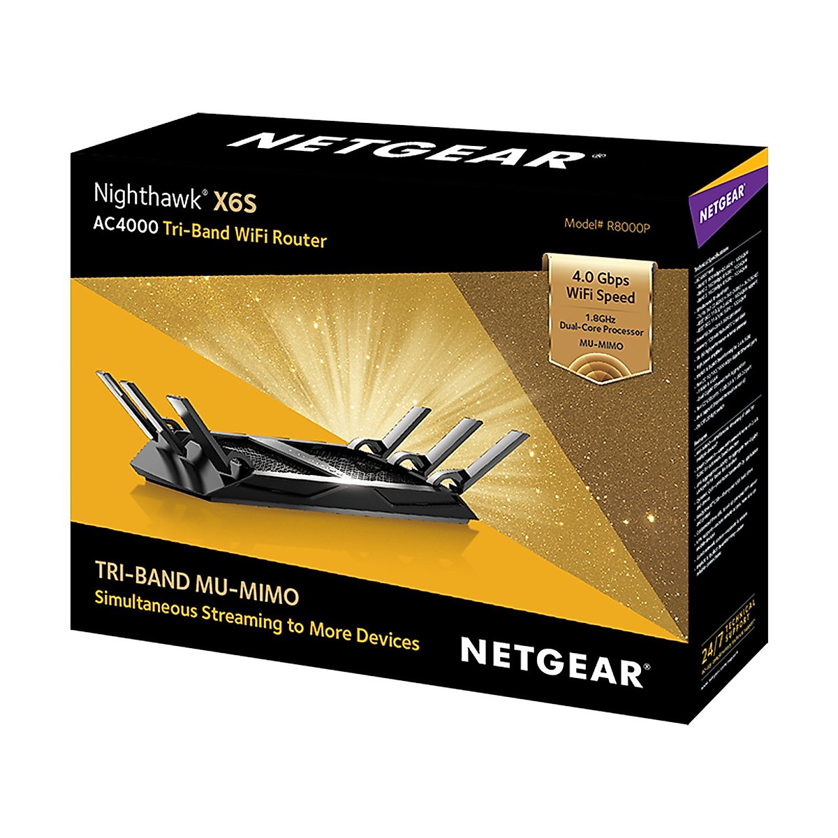 NETGEAR Nighthawk X6S AC4000 Tri-band WiFi Router, Gigabit Ethernet, MU-MIMO, Compatible with Amazon Echo/Alexa (R8000P)