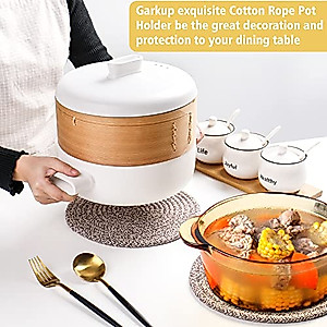 Trivet Round Hot Pads 4pcs 9.5 Inches Diameter 100% Eco Pure Cotton Thread Weave Trivets for Hot Pots and Pans / Kitchen Trivets for Hot Dishes Hot Pot Holders …