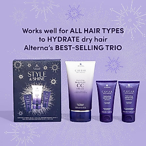 Caviar Anti-Aging Style & Shine Replenishing Moisture Gift Set |CC Cream 5.1oz with Travel Size Moisture Shampoo and Conditioner | Protects, Restores & Hydrates | Sulfate Free