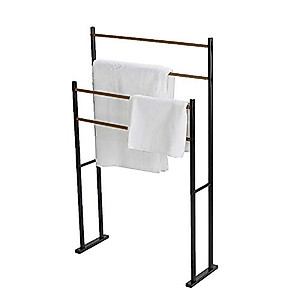 Mind Reader Alloy Collection, 2-Tier Towel Rack with 4 Bars, Drying Stand, Metal, Black