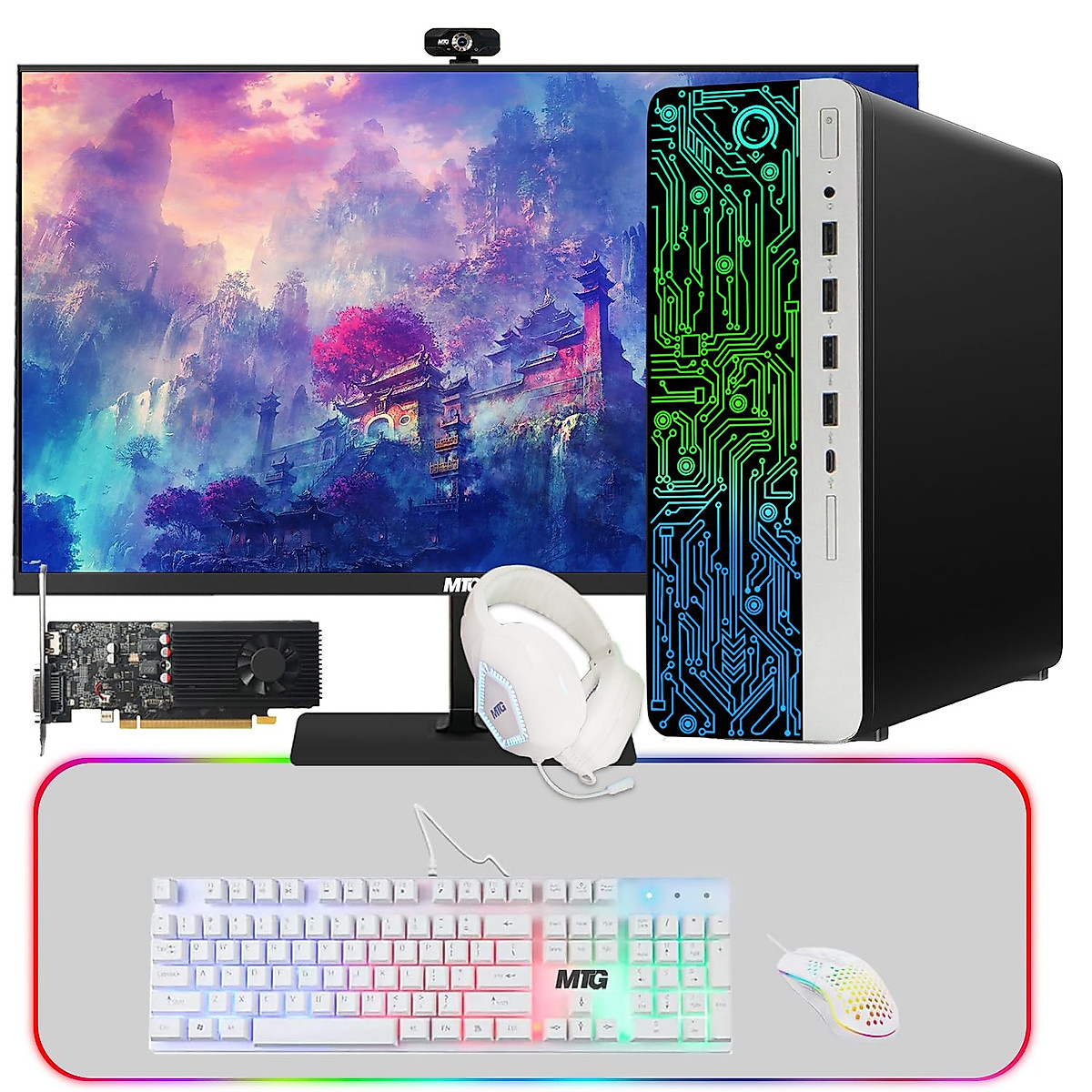 HP G3 Gaming Desktop PC, Intel Core i5 6th Gen, GT 1030 Graphics, 32GB RAM, 512GB SSD, MTG New 24 Inch Monitor, Gaming Kit Webcam, WiFi, Win 10 Pro (Renewed)