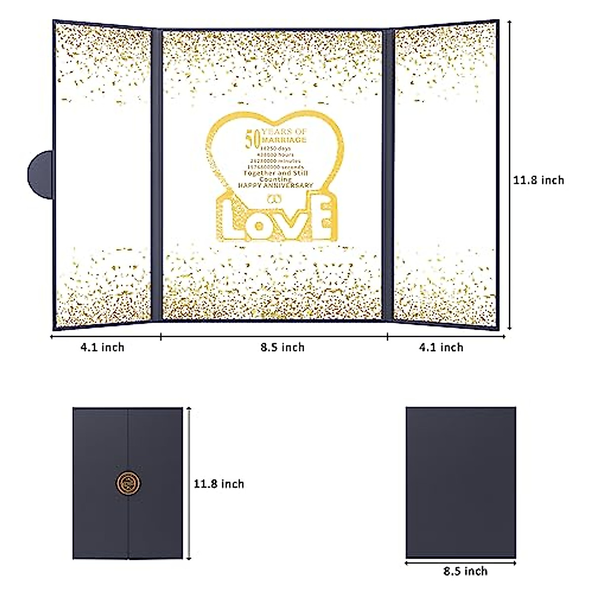 Idealmuzik 50th Wedding Anniversary Guest Book Alternative,Marriage Signature Board,50th Anniversary Table Decorations,Black Gold Large Gift Card for 50 Years Wedding Anniversary party Supplies