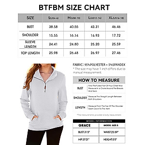 BTFBM Women Fashion Quilted Pattern Lightweight Zipper Long Sleeve Plain Casual Ladies Sweatshirts Pullovers Shirts Tops (White, Large)