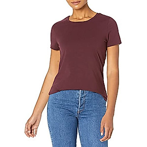 Amazon Essentials Women's Classic-Fit Short-Sleeve Crewneck T-Shirt, Pack of 2, Burgundy/Navy, Large
