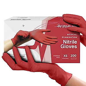 Light Burgundy Nitrile Disposable Gloves - 200 Count - 3 Mil Nitrile Gloves X Small - Powder and Latex Free Rubber Gloves - Surgical Medical Exam Gloves - Food Safe Cooking Gloves
