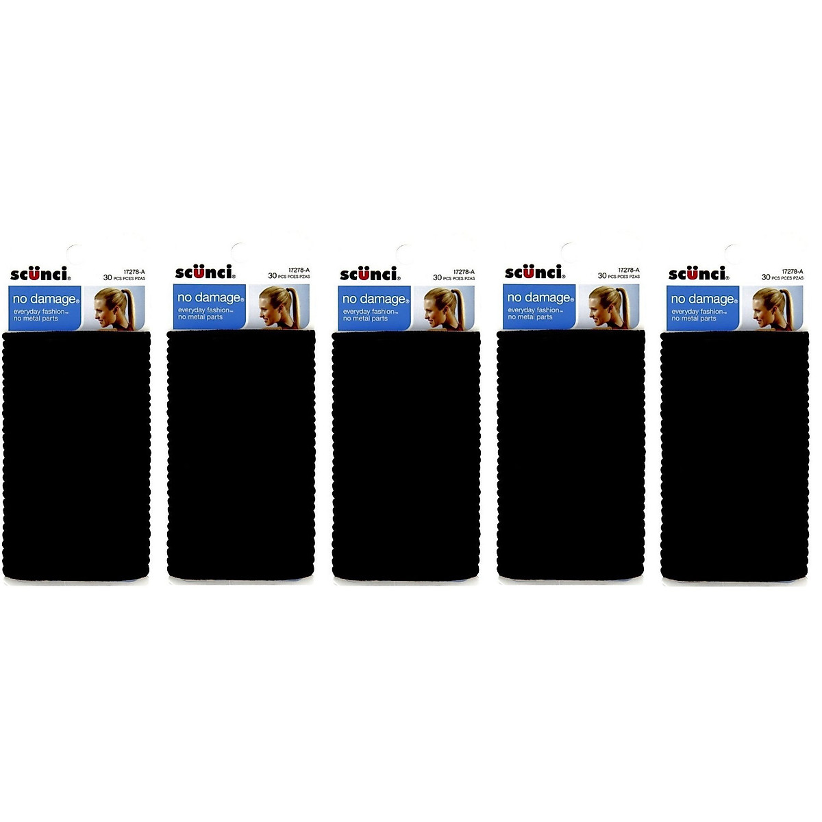 Scunci Effortless Beauty Large No-damage Elastics, 4 MM (150 pieces)