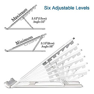 Coomaxx Adjustable Laptop Stand for Desk, Ergonomic Aluminum Computer Stand, Riser Notebook Holder Stand Compatible for MacBook, Air, Pro, Dell XPS, HP, Samsung, Lenovo More 10-17" Laptops(Silver)