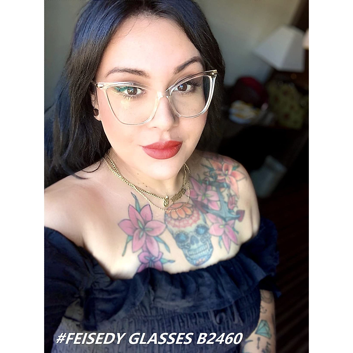 FEISEDY Oversized Cat Eye Glasses Frame with Clear Lenses Eyewear for Women B2460