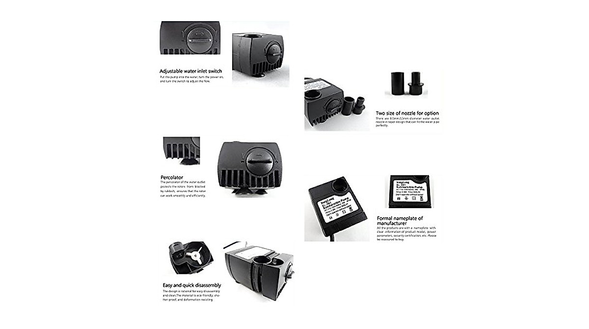 JUFENG Submersible Water Pump for Ponds & Aquariums