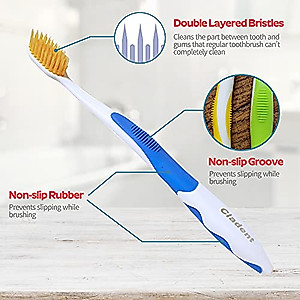cladent Gold Nano Toothbrush Soft Toothbrushes for Adults, Double Layered Soft Bristle Toothbrush,BPA Free,Travel Toothbrush,Toothbrush Bulk,4 Colors,6 Count (6 Count)