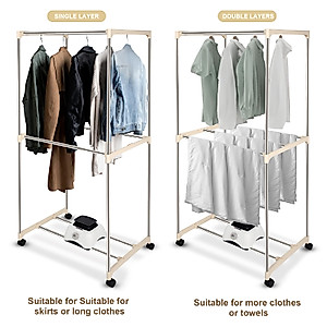 Uten Clothes Dryer, 1500W Clothes Dryer Machine with Timer, Laundry Drying Wardrobe, Electric Clothes Drying Rack and Dryer for Apartments, Home