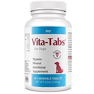 Vita-Tabs - Essential Vitamins, Minerals, Nutrients - Health Supplement for Dogs - Support Immune System, Bones - Liver Flavored - 60 Chewable Tablets