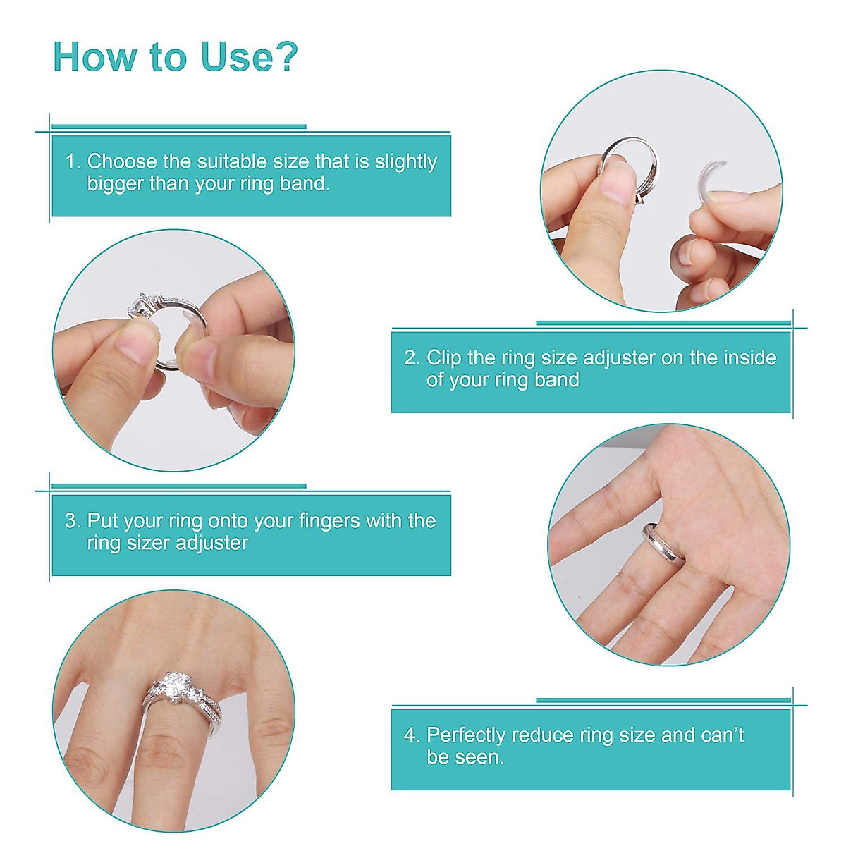 Invisible Ring Size Adjuster for Loose Rings Ring Adjuster Fit Any Rings, Assorted Sizes of Ring Sizer