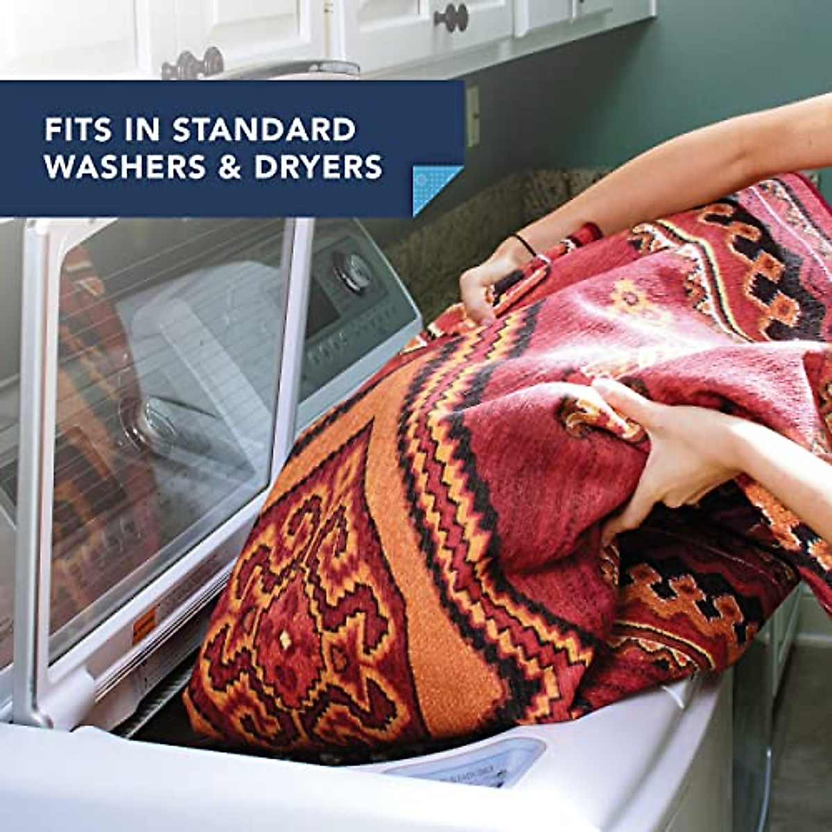 My Magic Carpet Washable Rug - Non-Slip, Stain Resistant, Waterproof, Foldable - 1 Piece Accent Living Room & Bedroom Area Rug - Pet & Kid Friendly (Waves Natural, 3X5 ft)