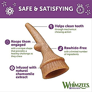 WHIMZEES by Wellness Occupy Antler Natural Dental Chews for Dogs, Long Lasting Treats, Grain-Free, Freshens Breath, Medium Breed, 12 count