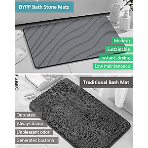 LOFTER Stone Bath Mat, Diatomite Stone Bath Mat Nonslip Super Absorbent Quick Drying Stone Mat for Kitchen Counter, Natural Non-Slip Bathroom Mats Stone Shower Mat Easy to Clean (23.5 x 15 inch)