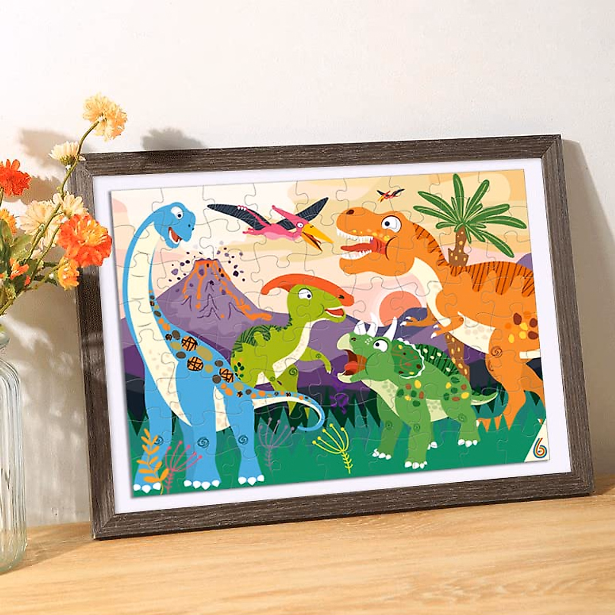 Dinosaur World Jigsaw Puzzle for Kids Ages 3-5 4-8 Year Old and Up，Jumbo 72 Piece Prehistoric Dinosaur Floor Puzzle Fancy Toddler Game Educational Toys Gift Box Boy and Girl