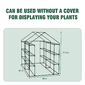 Sundale Outdoor Green House Kits to Build for Outside Winter,97 x 56 x 77 Inch Walk in Pop Up Greenhouses with Shelves,Indoor Outdoor Portable Zipper Greenhouse Tall with Roll Up Doors & Cover