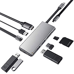 XUNMAIFHB Portable Docking Station,Type c hub 10-in-1 Docking Station HDMI+RJ45 Converter PD Charging, Gigabit Network, USB3.0 Transmission, HDMI4K HD, Card Reading Function Fast Transmission
