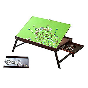 GaGa Adults Kids Children Fold-and-Go Wooden Jigsaw Puzzle Table for Puzzle Games Portable Folding Tilting with Storage Drawers Cover Home Furniture - Puzzle Accessories for 1000 Pcs