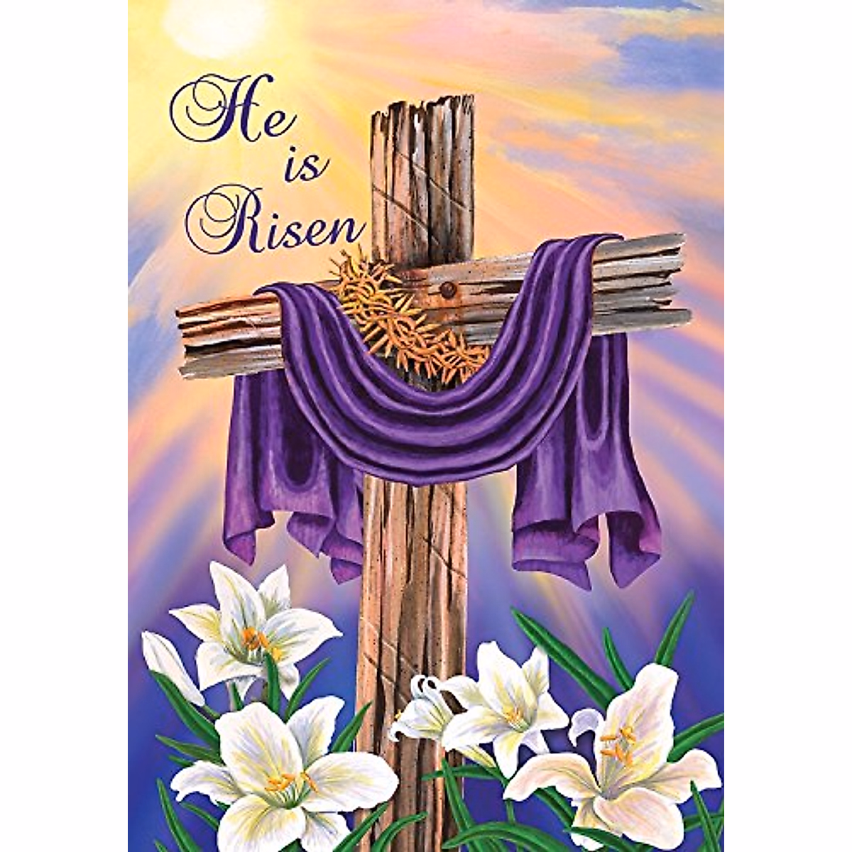 Easter Cross Garden Flag Religious He Is Risen Briarwood Lane 18" x 12.5"