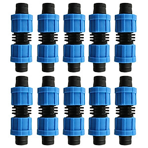 JCBIZ 10pcs Drip Irrigation Coupling 16mm Blue Connector Farm Irrigation Tools 1/2" Universal Joint Drip Irrigation Tube Fittings for Most 16-17mm Drip Irrigation Tube