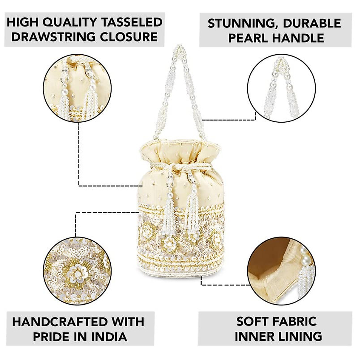 Aheli Potli Bags Gift for Women Evening Bag Clutch Ethnic Bride Purse with Drawstring