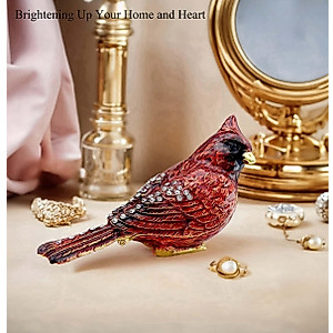 JWT Astyle Red Cardinal Bird Gifts Jewelry Trinket Boxes Hinged .Decorative Keepsake Ring Box Holder.Necklace Rings Earrings Organizer.Collectible Bird Figurines Home Decor Gifts for Women.