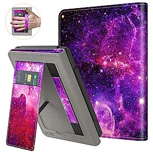 VORI Stand Case for 6" Kindle Paperwhite (Fits 10th Generation 2018 / All Paperwhite Generations Prior to 2018) PU Leather Case Smart Cover with Auto-wake/sleep and Hand Strap, Nebula Galaxy