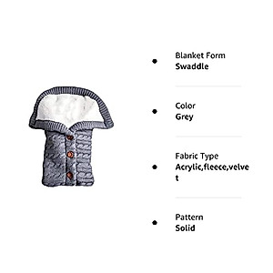 Jktown Newborn Baby Wrap Swaddle Blanket Knit Sleeping Bag Receiving Blankets Stroller Wrap for Baby(Grey) (0-6 Month), 27.56 x 15.75 in