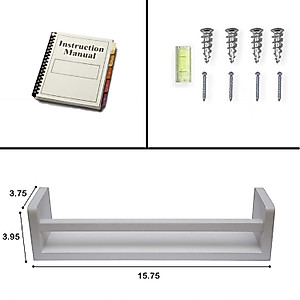 MASHBA Nursery Floating Shelf, Set of 2, White Wall Mounted Bookshelves for Organizing Books, Toy Storage, Knick Knacks, and Cute Home Decor