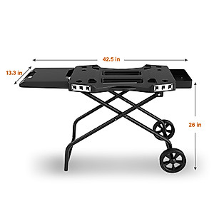 GRILL FORCE Portable Grill Cart for Ninja OG701 OG751, Collapsible Outdoor Grill Stand for Ninja Woodfire Grill, Fits Ninja OG700 Series, Traeger Ranger,Pit Boss 10697/10724 and 22" Blackstone Griddle