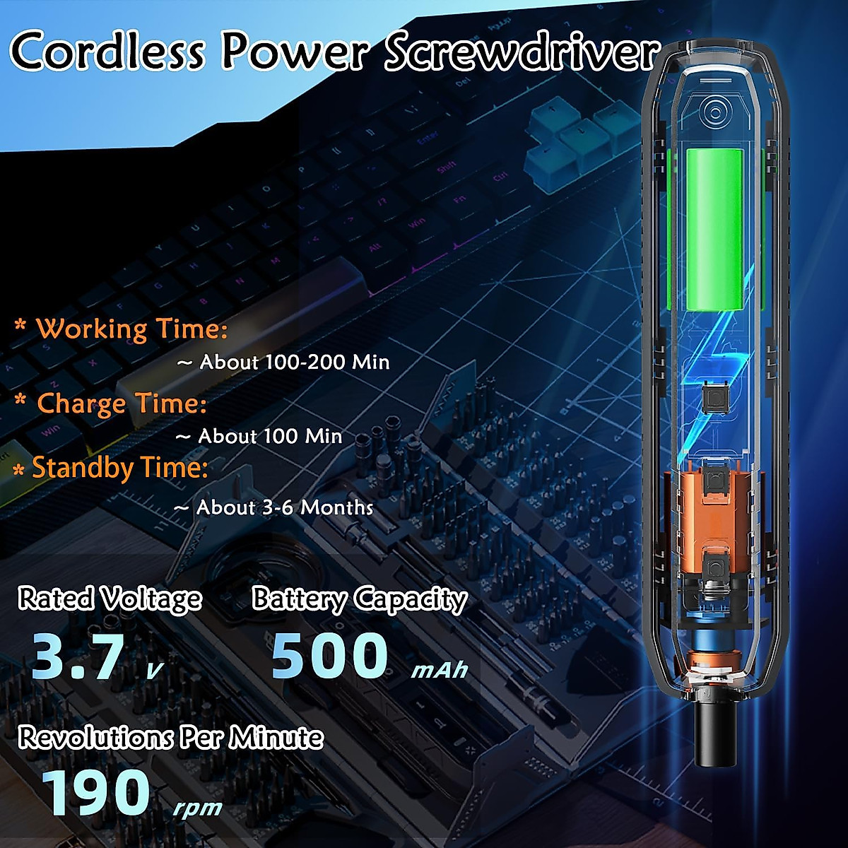 CybJoy Electric Screwdriver Set,180 in 1 Precision Screwdriver Set,3 Torque Modes with 160 Magnetic Precision Bits,Cordless Screwdriver Repair Tool Kit for Phone Computer Camera Watch Laptop