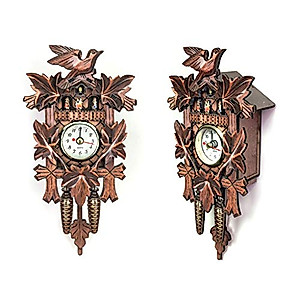 Par [ 1xAA Battery (not Included) ] Antique Wooden Cuckoo Wall Clock Bird Time Bell Swing Alarm Watch Home Restaurant Decoration/for Room, Study, Bedroom, Office, Hotel