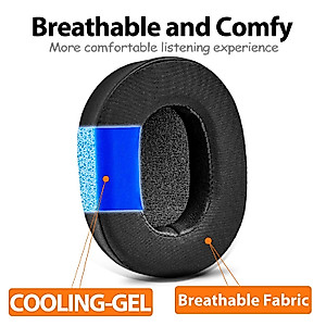 WH 1000XM5 Earpads for WH-1000XM5 (WH1000XM5) by TRANSTEK, Replacement Ear Pads Cushions with High-Density Noise Isolation Foam, Added Thickness-Cooling Gel Fabric