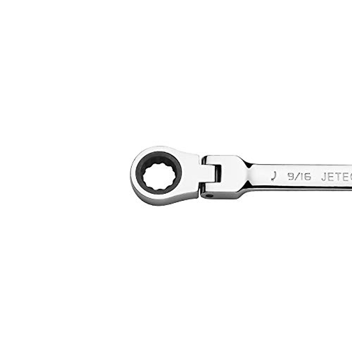 Jetech 9/16 Inch Flexible Head Gear Wrench, Industrial Grade Flex Ratcheting Spanner Made with Forged, Heat-Treated Cr-V Alloy Steel, Full Polished 12 Point Flex-Head Ratchet Combination Wrench, SAE