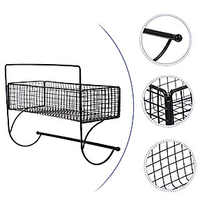 GOOHOCHY 1 Set Towel Rack Electric Cord Holder Multi-Function Storage Shelf Wall Mount Baskets for Shelves Kitchen Bathroom Organizer Wall Punch- Shelf Hanger Holder Carbon Steel Black