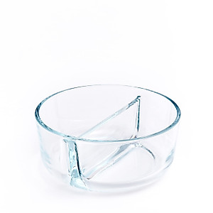 Biandeco Glass Food Storage Container 2 Compartments with Lid, Glass Lunch Containers, Glass Food Prep Containers with Lids Lunch Box Snack Container for Oven, 26.54 oz (Green Lid)