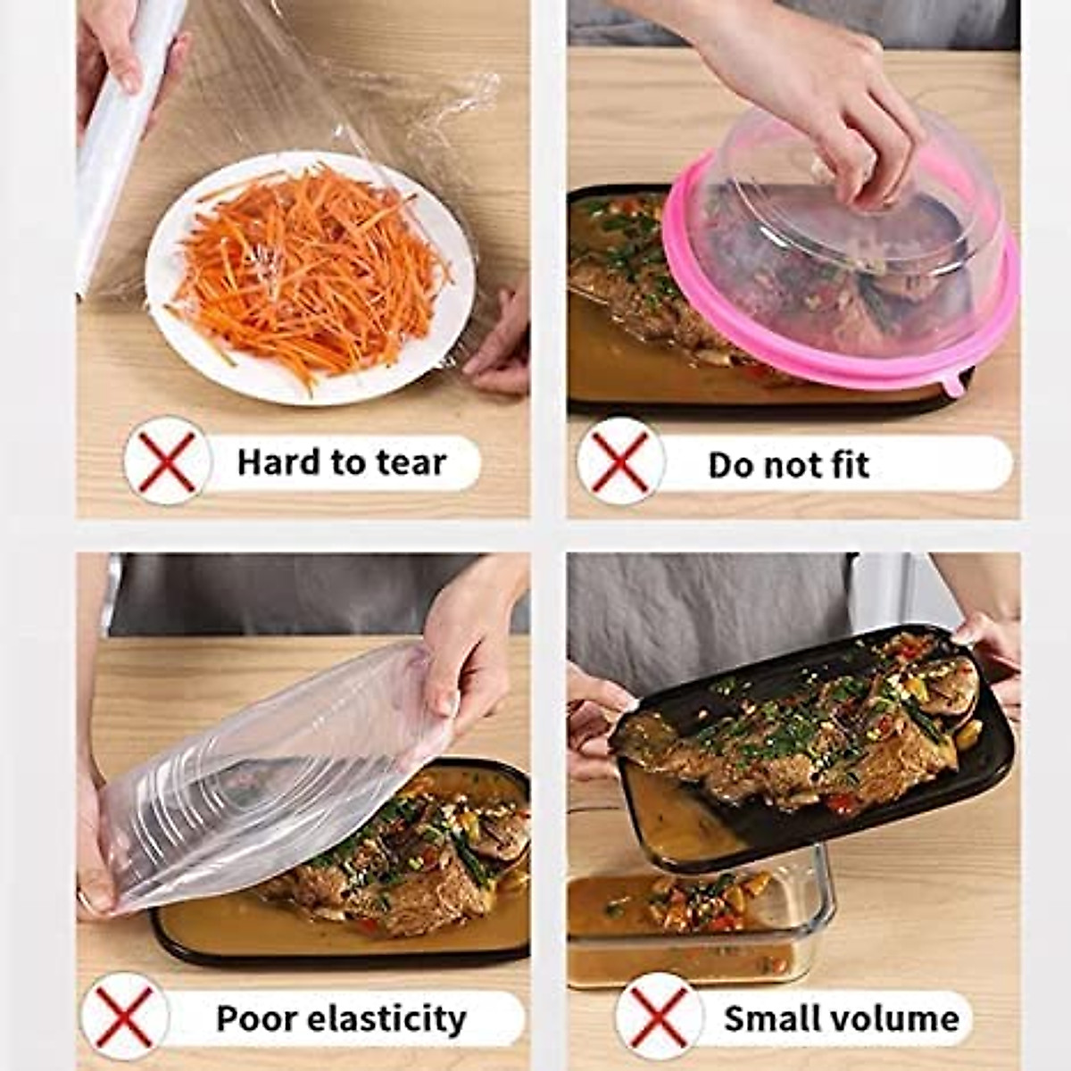 AUTUMEGE Reusable Elastic Cling Films, Transparent, Durable, Universal Food Covers for Fruit, Meal Prep (100pcs)