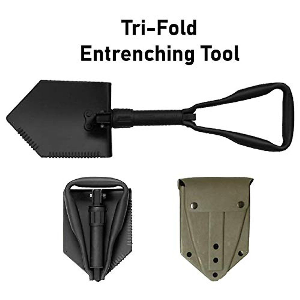 Genuine Military Issue Entrenching Tool, Folding Shovel w D Handle