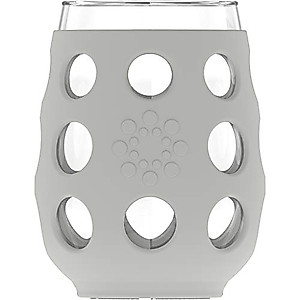Lifefactory Wine Glass with Protective Silicone Sleeve, 4 Count (Pack of 1), Carbon, Dusty Purple, Aqua Teal, Stone Gray