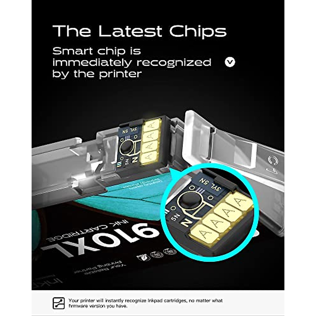 910XL Ink Cartridges Compatible with HP Printers for HP 910 XL 910XL Ink Cartridge Combo Pack Use with 8025 8020 8028 8035 8023 Officejet 8022 8010 8015 Printer (B/C/M/Y - 4 Pack)