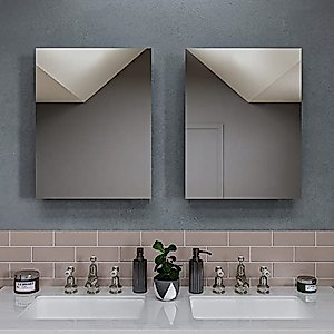 Croydex Hartford Single Door, Recessed or Surface Mount, Hang 'n' Lock Easy Installation Medicine Cabinet, 20W x 26H, Aluminum