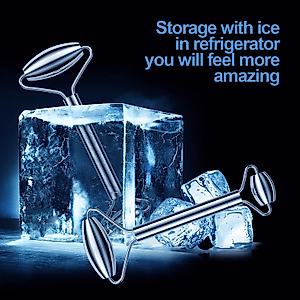 Stainless Steel Face Roller and Gua Sha Set, Asian Beauty Secret for Face, Eye, Nose, Neck, Body Muscle Relaxing Prevents Wrinkles Facial Massage Tools - 100% Authentic Genuine Stainless Steel